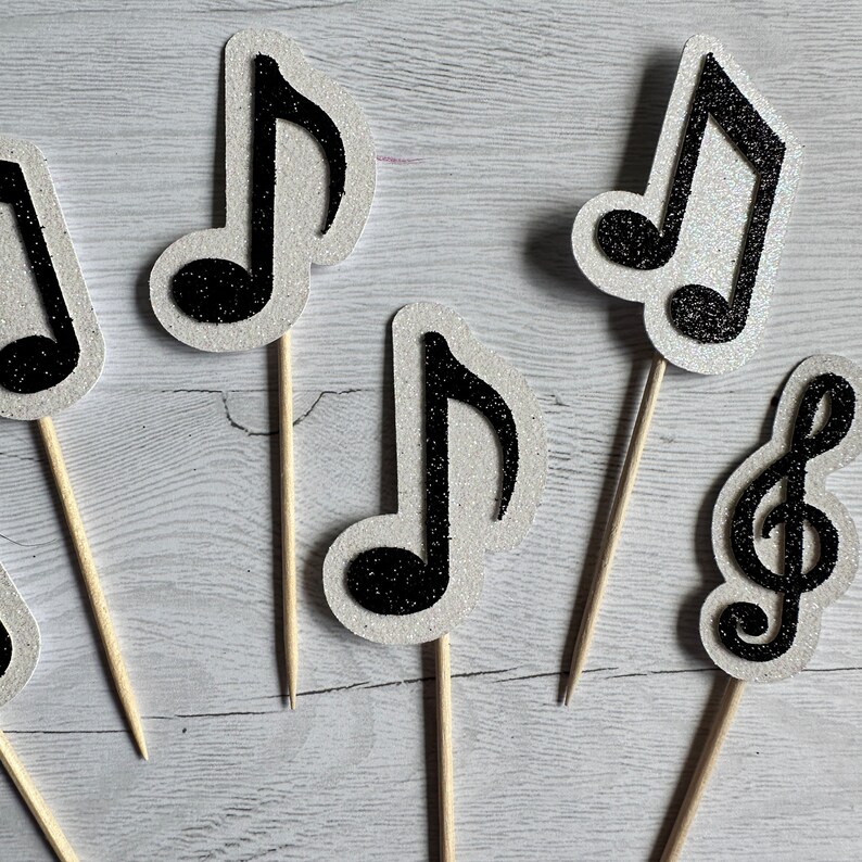 Glitter Music Note Cupcake Toppers: Handmade Musical Themed Party Cake ...