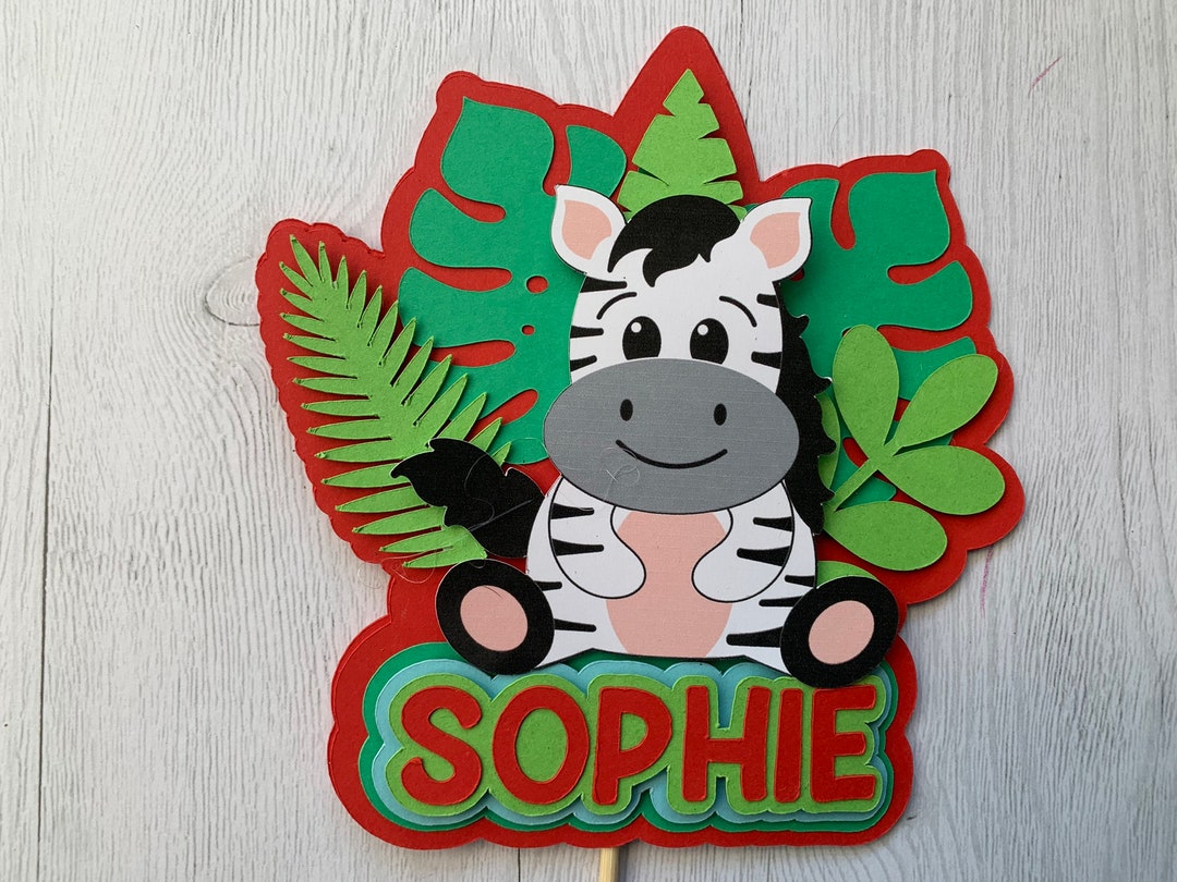 Zebra Cake Topper, Handmade Personalised Birthday Party Cake Decoration ...