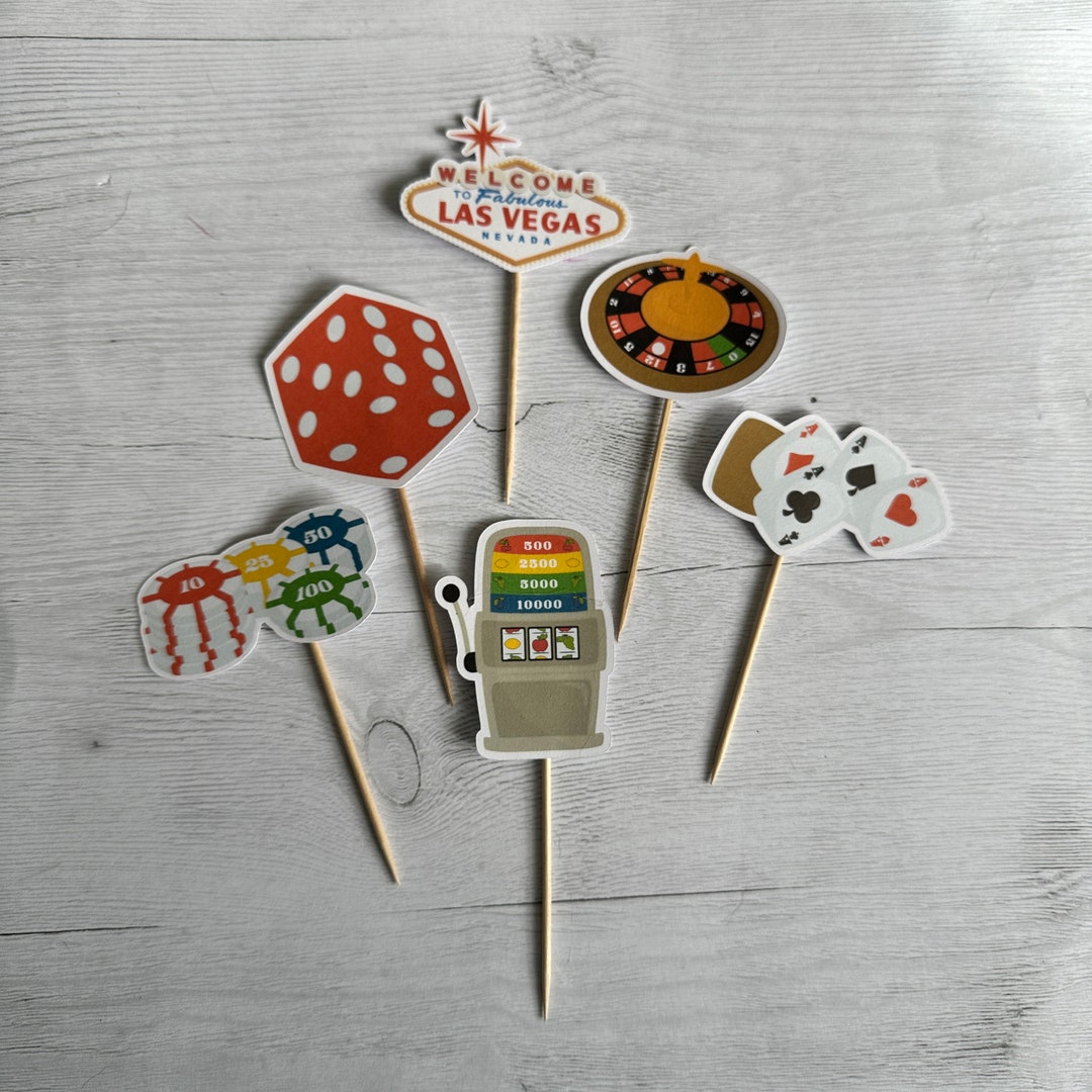 Las Vegas Cupcake Toppers, Handmade Casino Small Cake Decorations ...