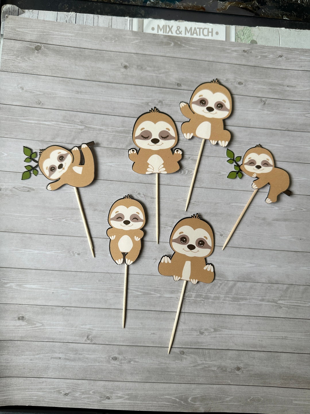 Sloth Cupcake Toppers, Handmade Sloth Cake Decorations for Small Cakes ...