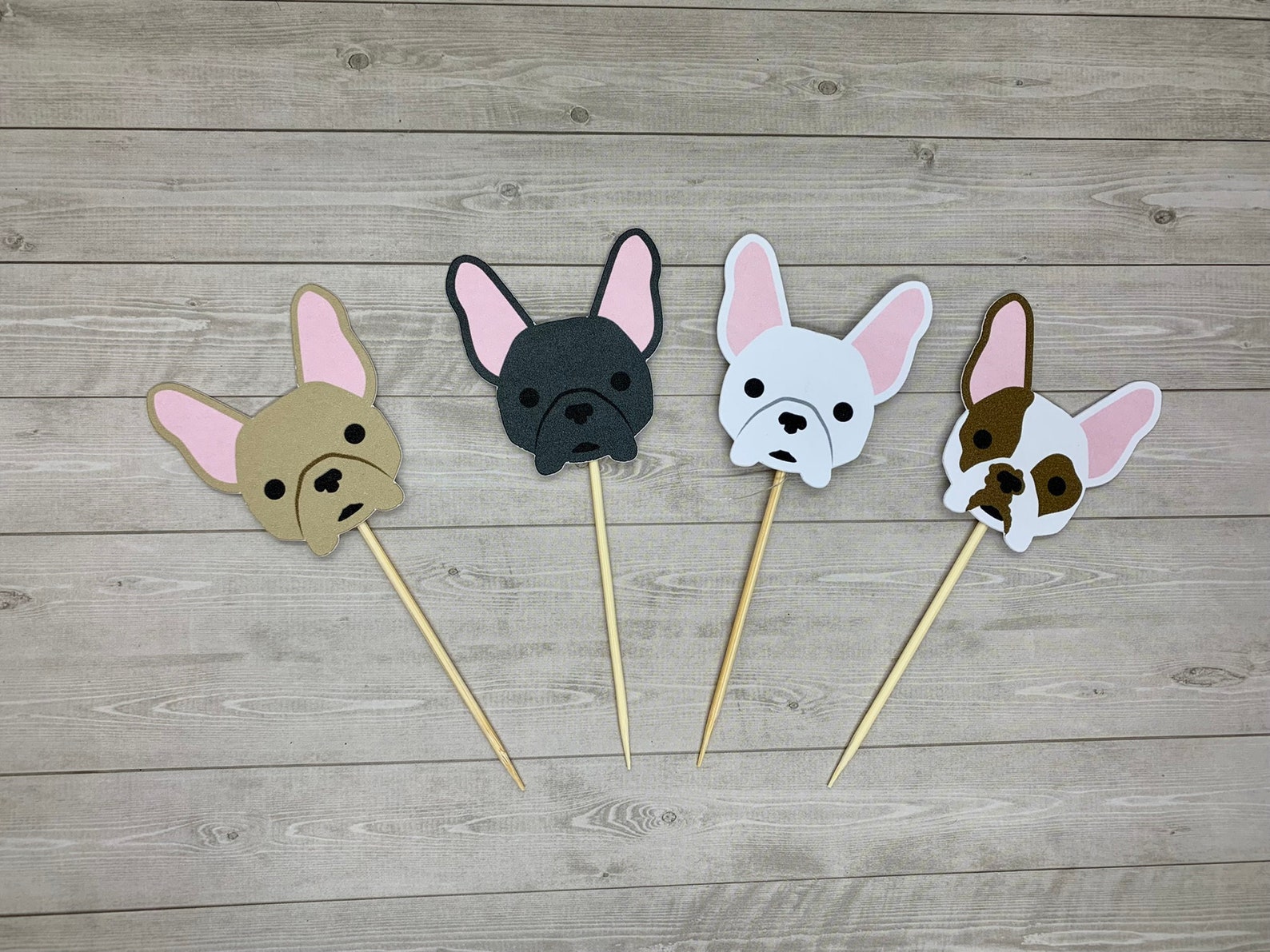 French Bulldog Cupcake Toppers Handmade Frenchie Cake - Etsy