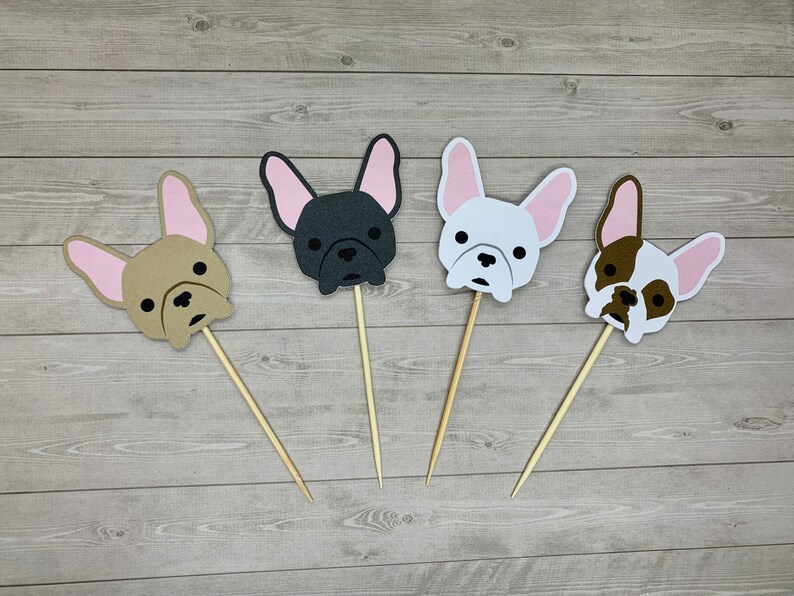 French Bulldog Cupcake Toppers, Handmade Frenchie Themed Decorations ...