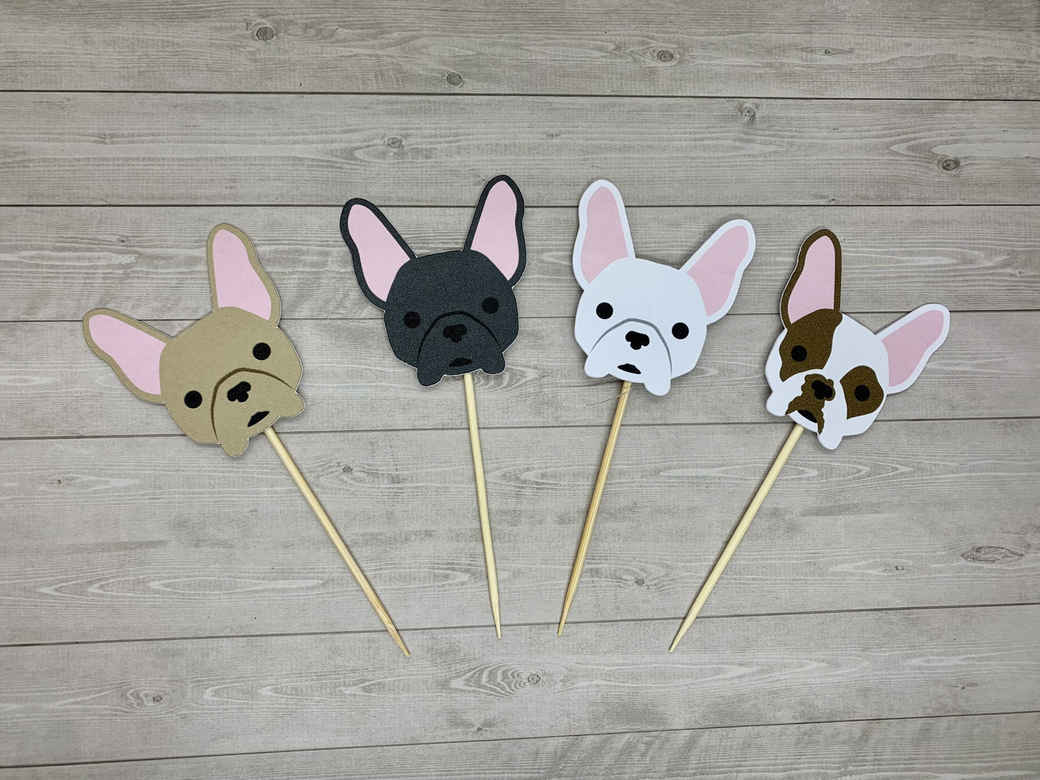 French Bulldog Cupcake Toppers, Handmade Frenchie Themed Decorations ...