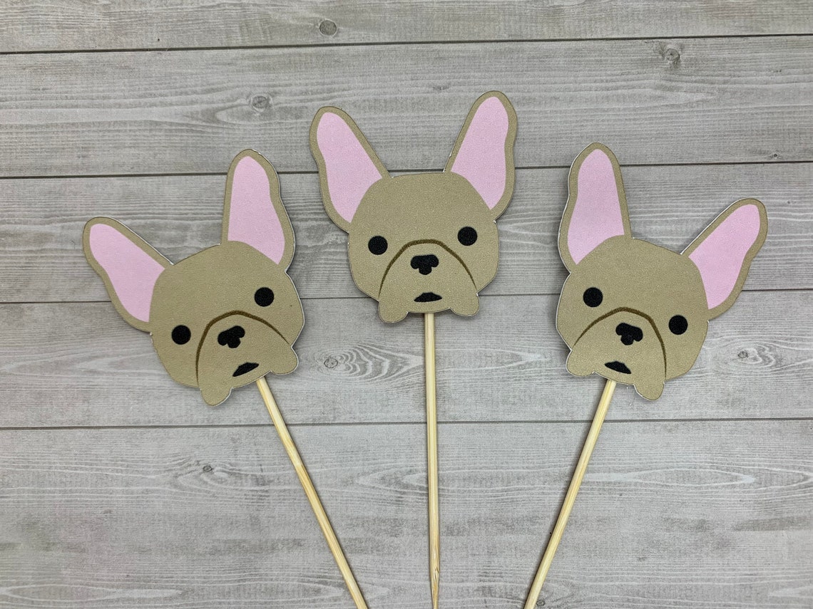 French Bulldog Cupcake Toppers, Handmade Frenchie Themed Decorations ...