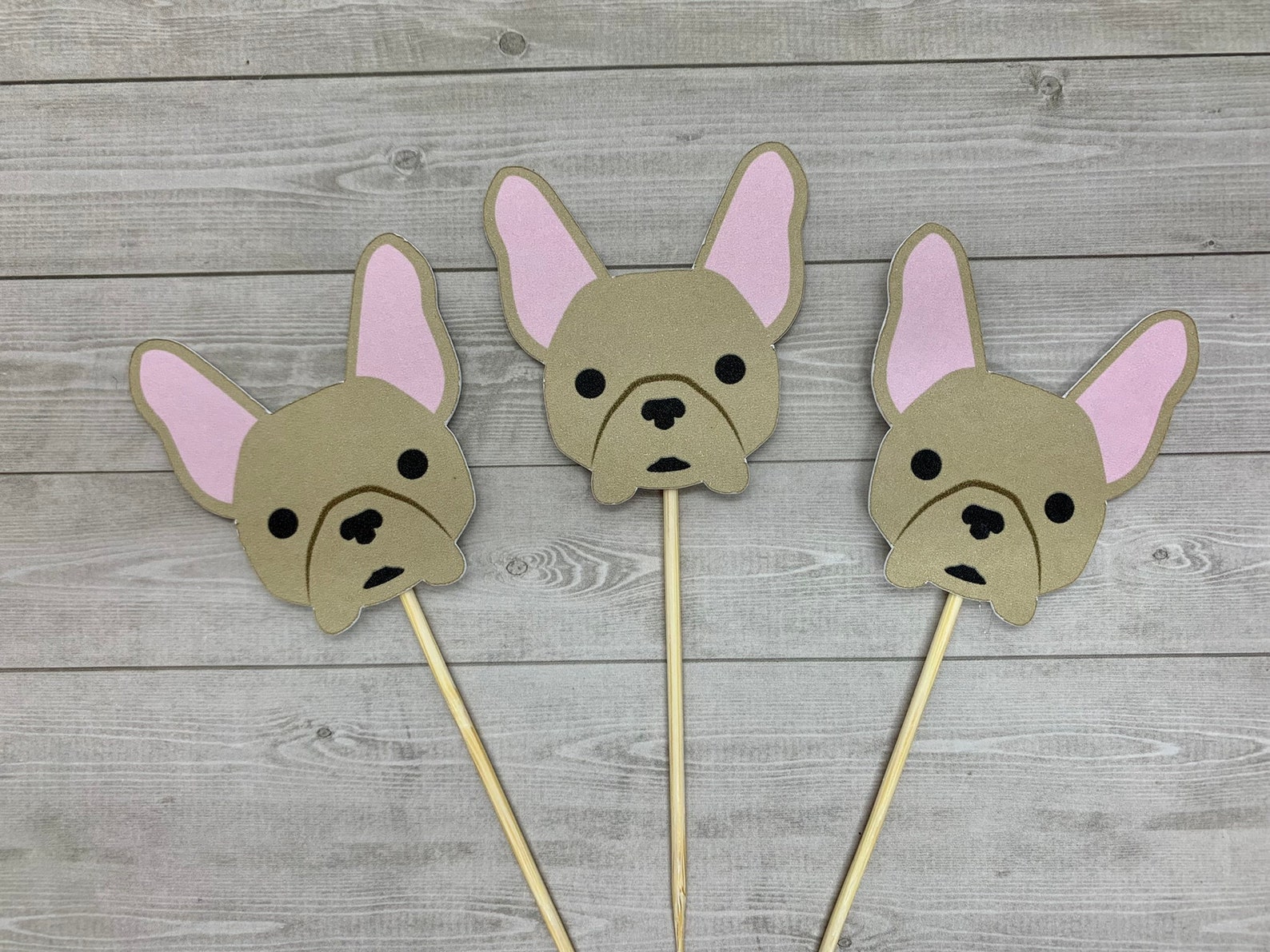 French Bulldog Cupcake Toppers, Handmade Frenchie Themed Decorations ...