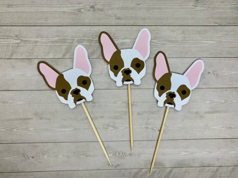 French Bulldog Cupcake Toppers, Handmade Frenchie Themed Decorations ...