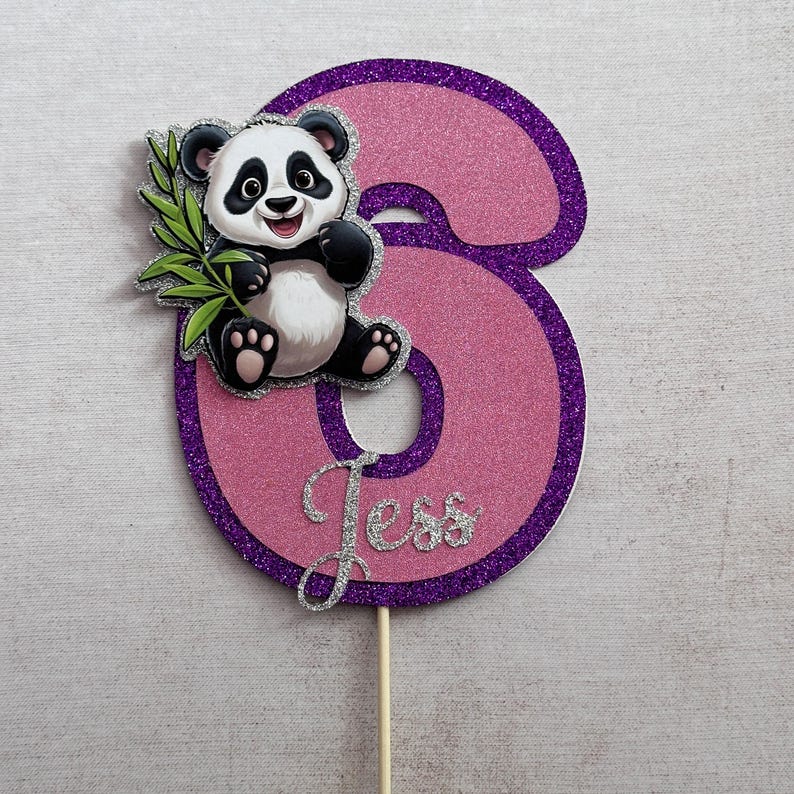 Panda Birthday Cake Topper, Personalised Number Shaped Party Decoration ...