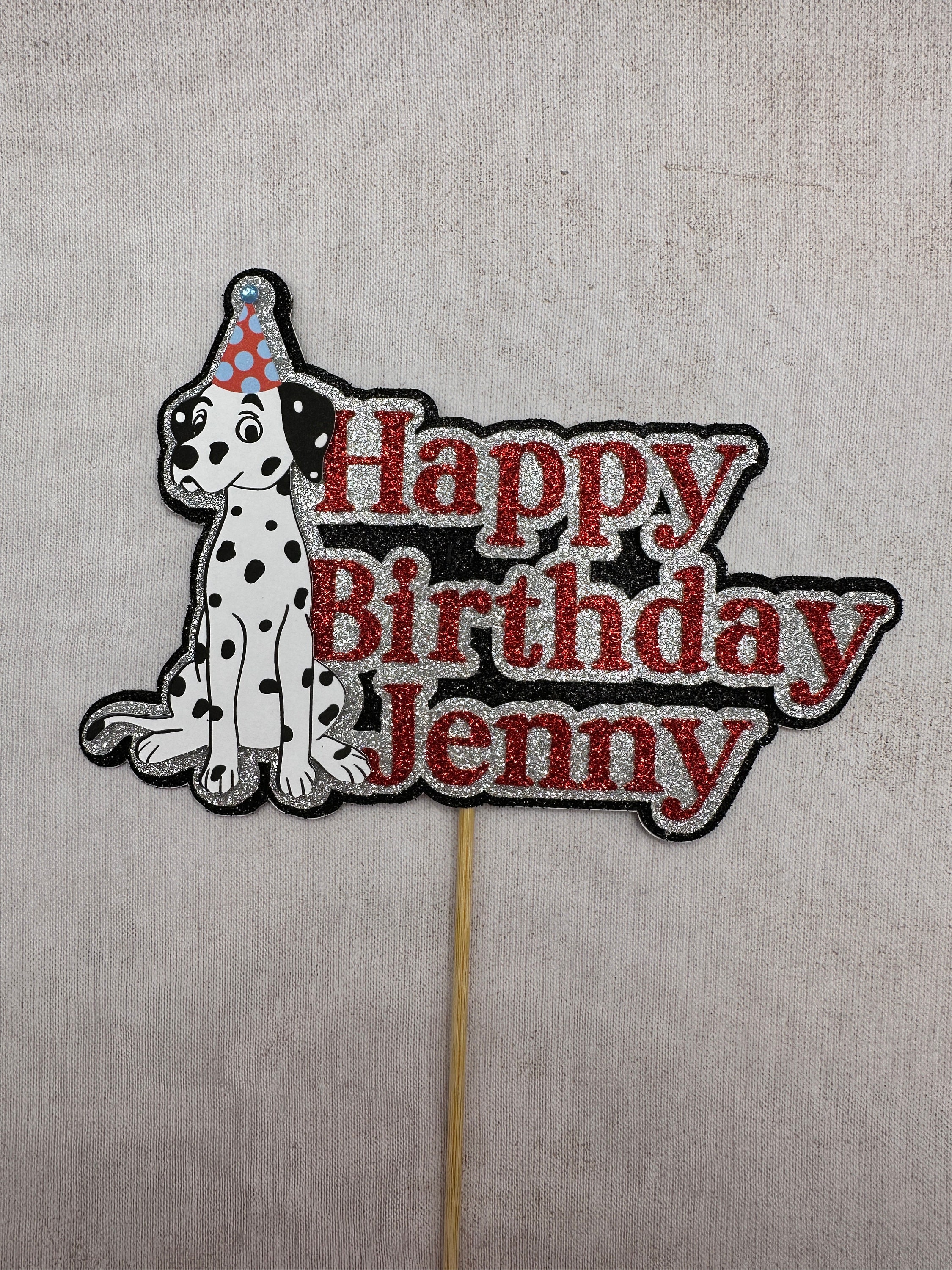 Personalised Dalmatian Birthday Cake Topper, Dog Themed Party ...