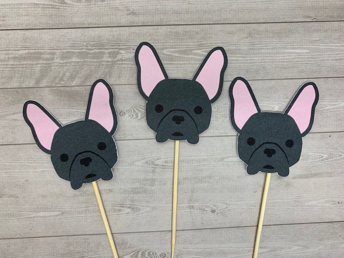 French Bulldog Cupcake Toppers, Handmade Frenchie Themed Decorations ...