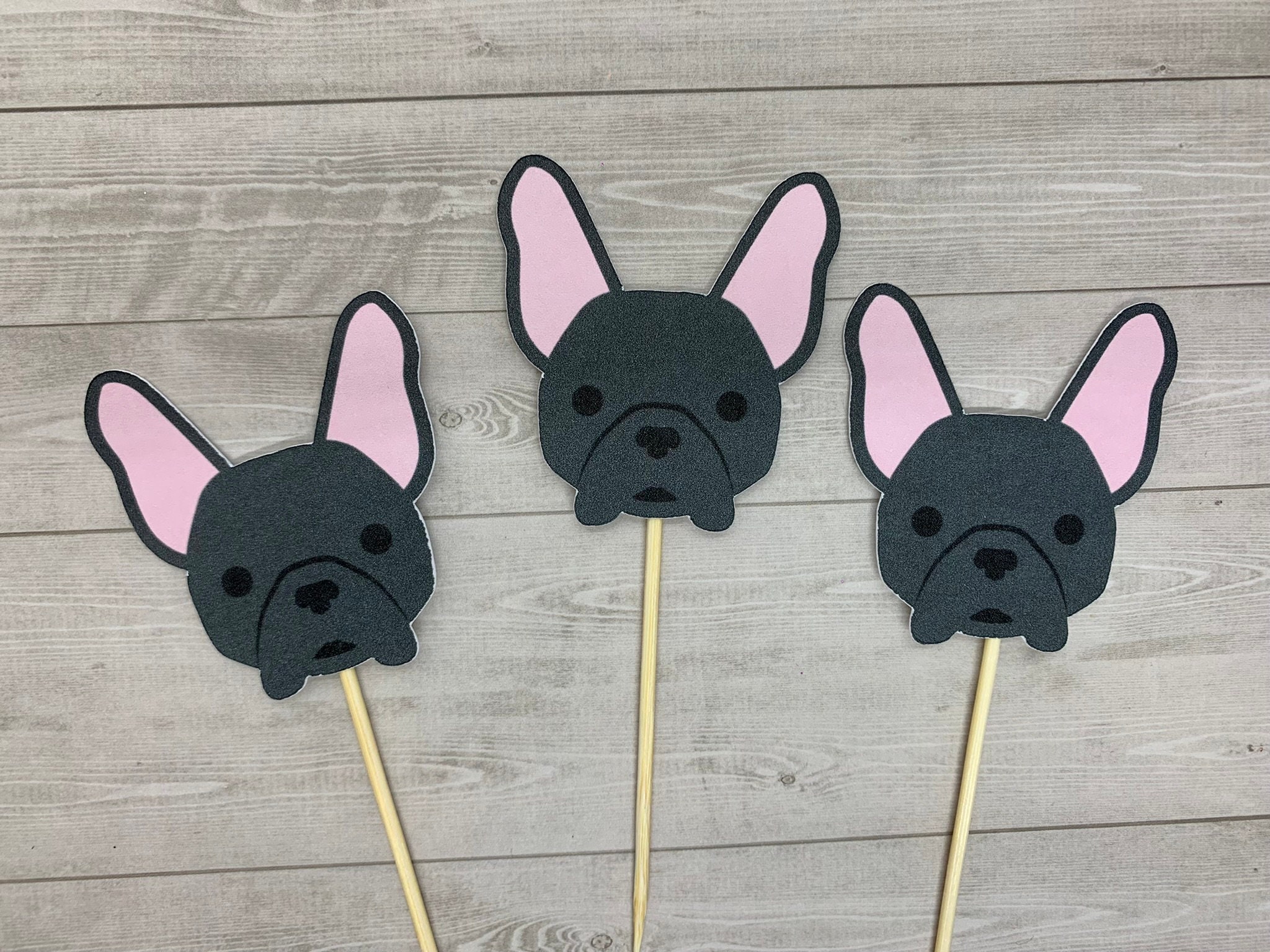 French Bulldog Cupcake Toppers, Handmade Frenchie Cake Toppers, Dog ...
