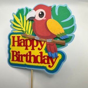 Parrot Birthday Cake Topper, Handmade Bright Party Cake Decoration With ...