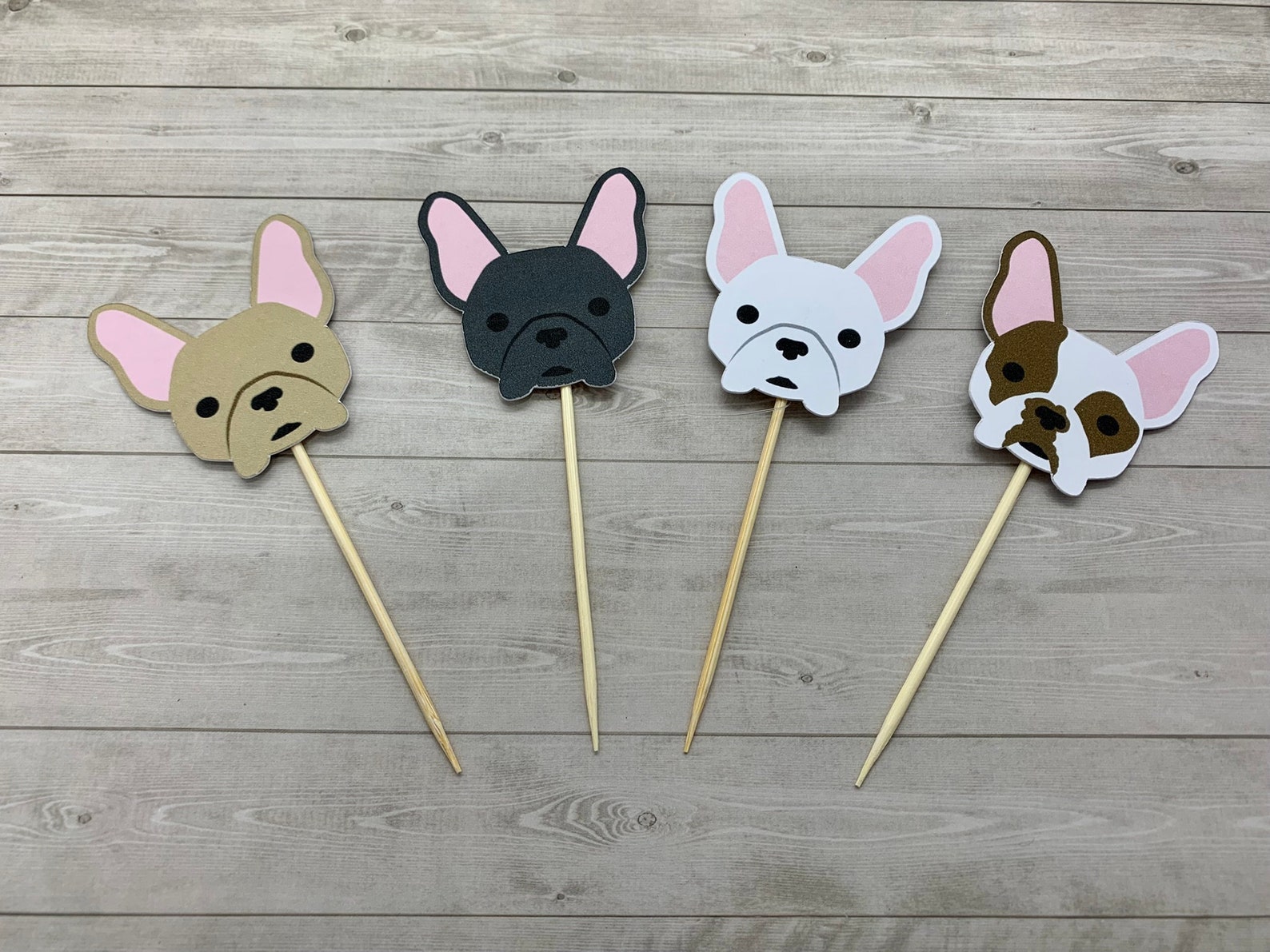 French Bulldog Cupcake Toppers Handmade Frenchie Cake | Etsy