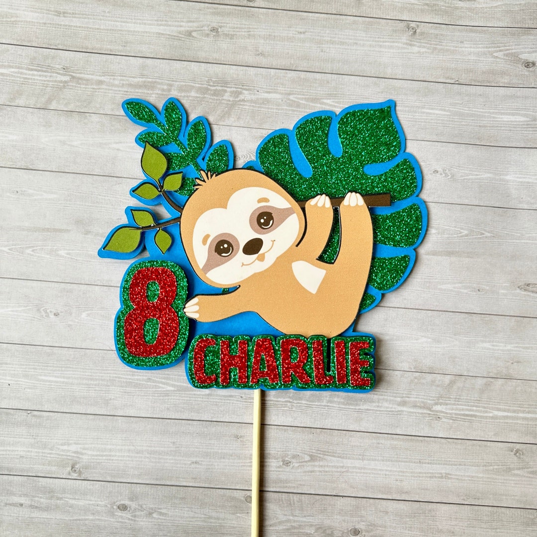 Personalised Sloth Birthday Cake Topper, Handmade Animal Party ...