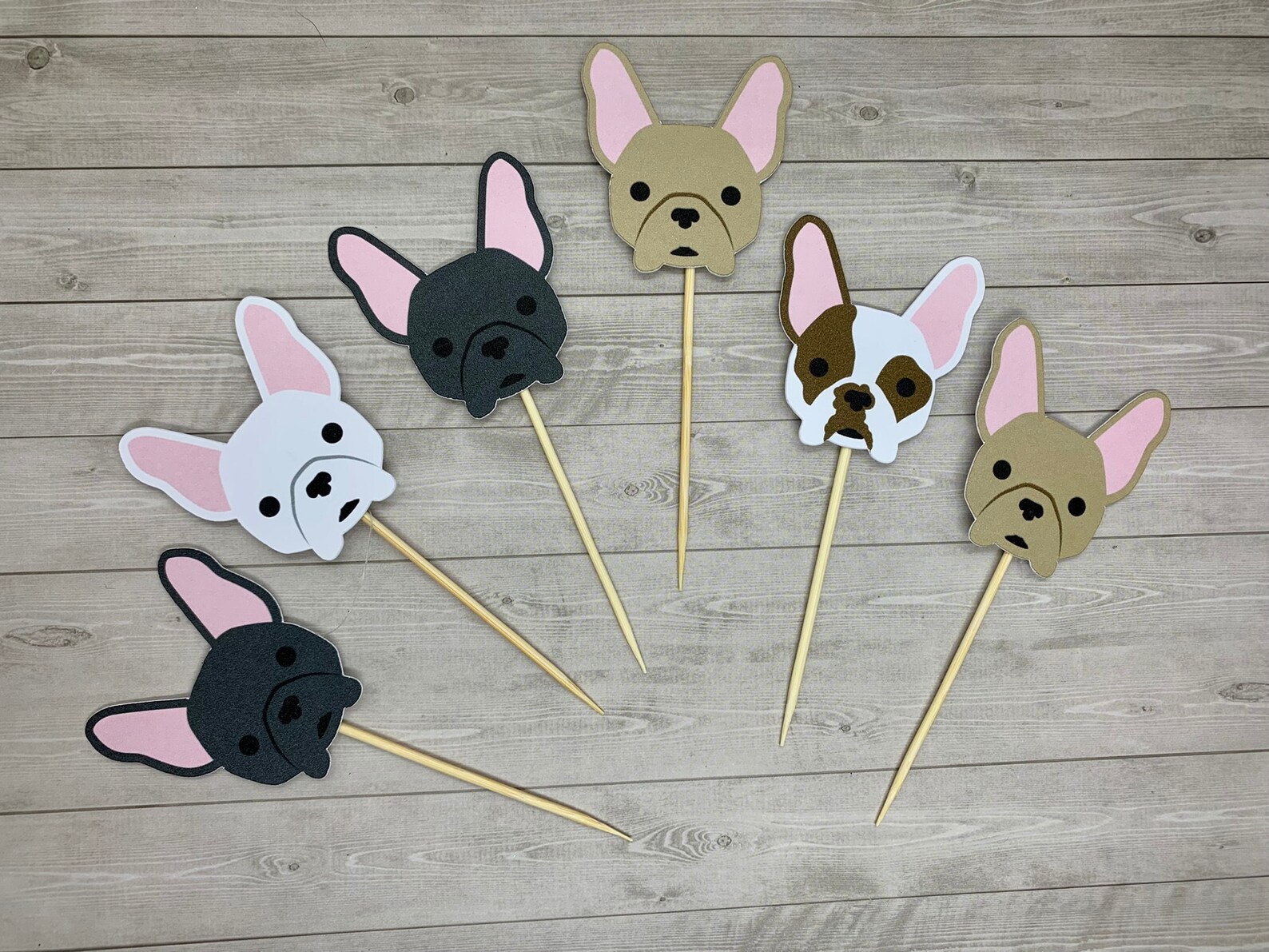 French Bulldog Cupcake Toppers Handmade Frenchie Cake | Etsy