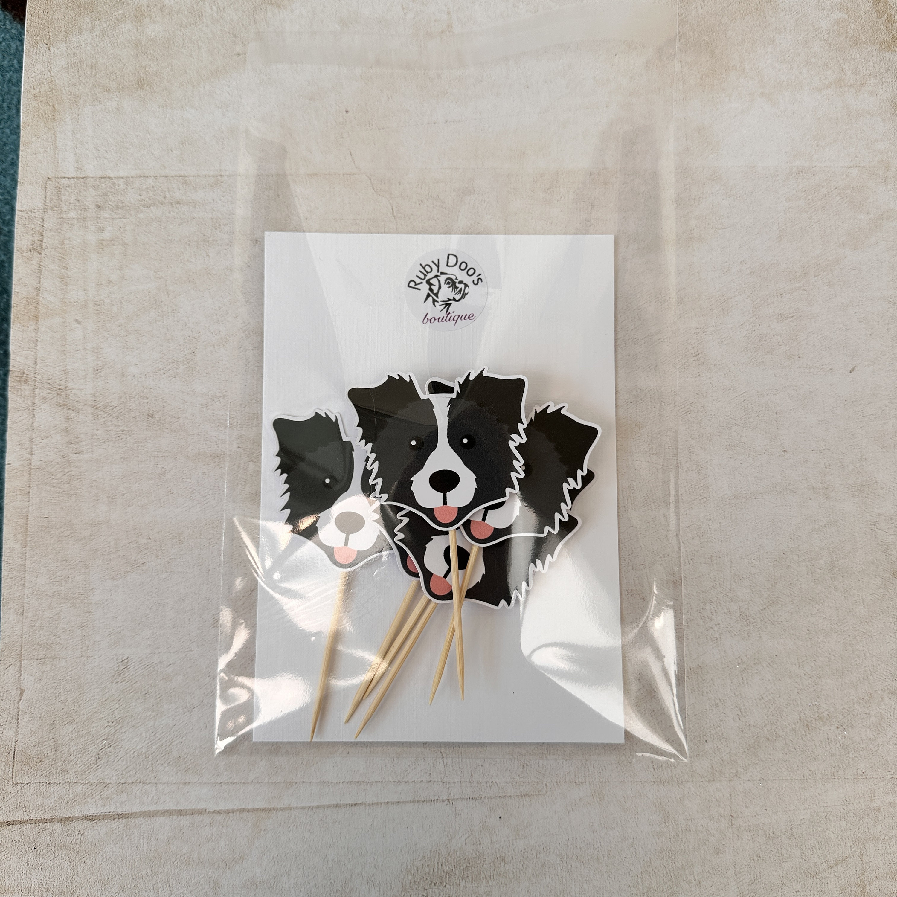 Border Collie Cupcake Toppers, Handmade Dog Themed Birthday Party Decor ...