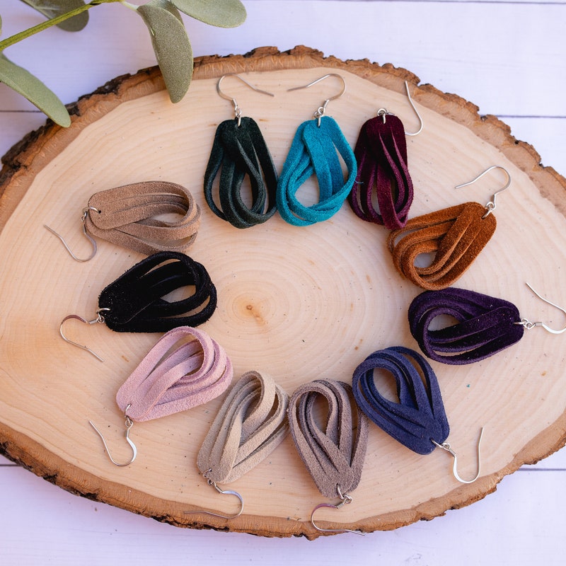 Leather Earrings - Etsy