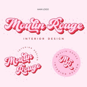 Pink Retro Logo, Premade Logo Design, Beauty Logo, Boho Logo, Bakery ...