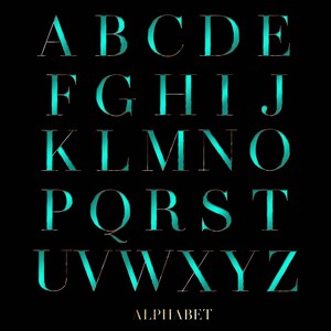 Turquoise Chrome Alphabet PNG Clip Art, Glitter Alphabet Png, Teal ...