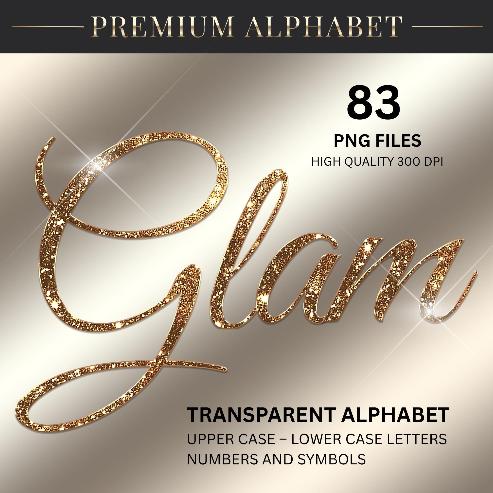Glitter Gold Alphabet PNG Clip Art, Cursive Font Letters (digital ...