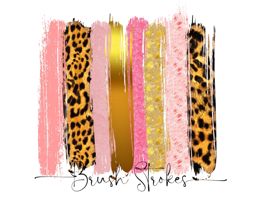 Brush Stroke Png, Pink, Peach, Glitter Gold, Leopard Print, Paint, Logo ...