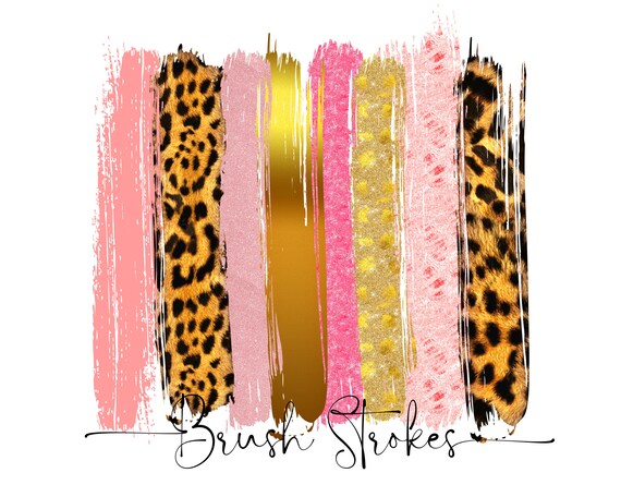 Brush Stroke Png Pink Peach Glitter Gold Leopard Print - Etsy