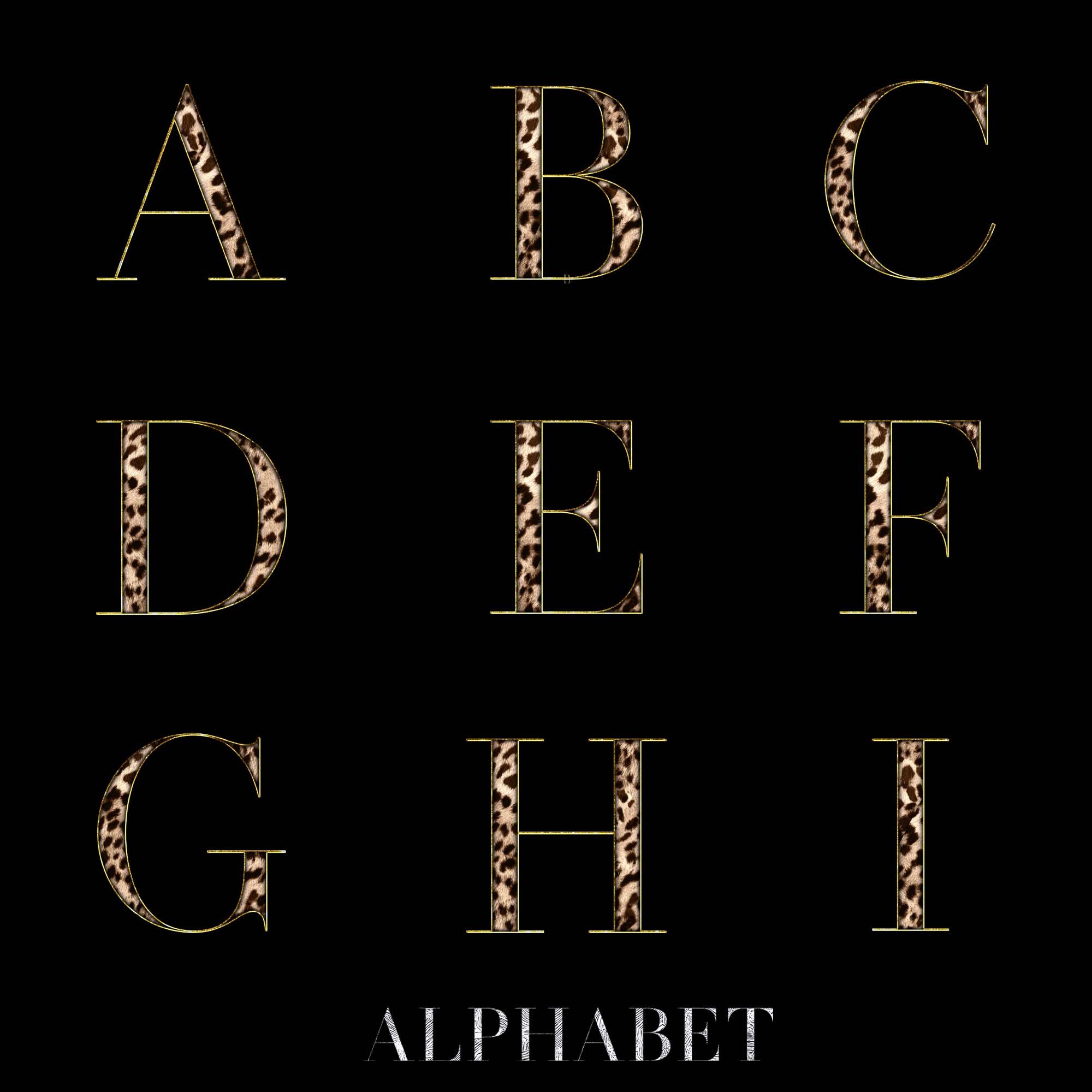 Leopard Pattern Alphabet Png Clip Art, Animal Skin Letters, Gold Chrome ...