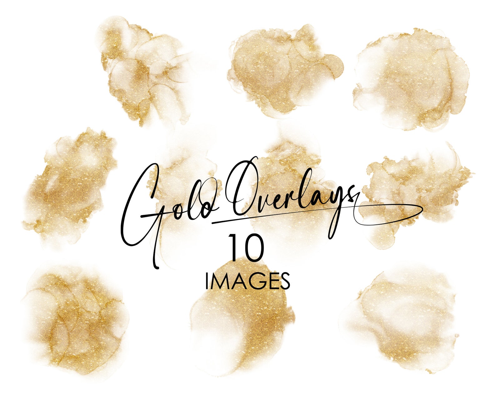 Liquid Gold Overlays, Gold Splashes Clipart, Gold Brush Stroke Png ...