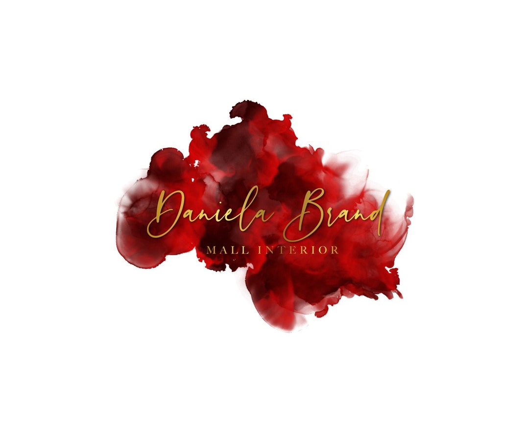 Beauty Logo, Red Smoke Watercolor Logo, Premade Logo Design, Jewelry ...
