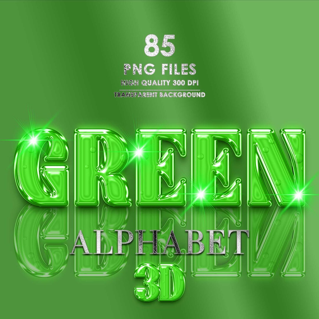 Green Alphabet Png Clip Art, Green Foil Alphabet Png, Glitter Chrome ...