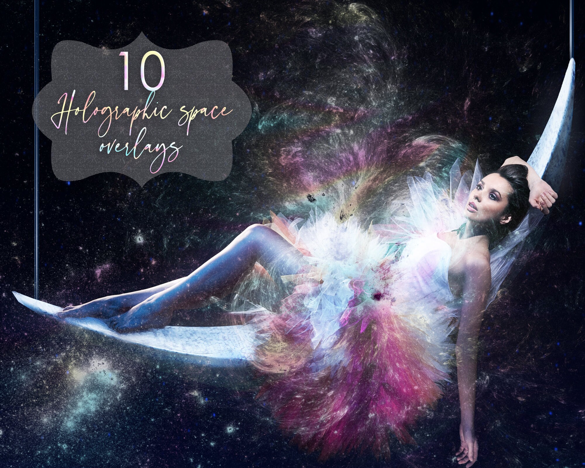 Space overlays Holographic Galaxy overlays Stars clipart | Etsy