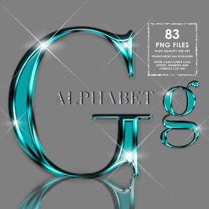 Teal Chrome Alphabet PNG Clip Art, Blue Chrome Letters Png, Glitter ...
