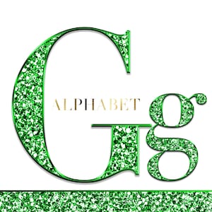 Glitter Alphabet Png, Glitter Chunky Green Alphabet Clip Art, Sparkle ...