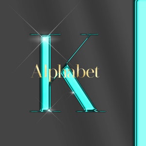 Turquoise Chrome Alphabet PNG, Blue Chrome Letters Png, Glam Alphabet ...