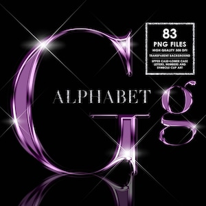 Purple Chrome Alphabet PNG Clip Art, Purple Chrome Letters Png, Glitter ...