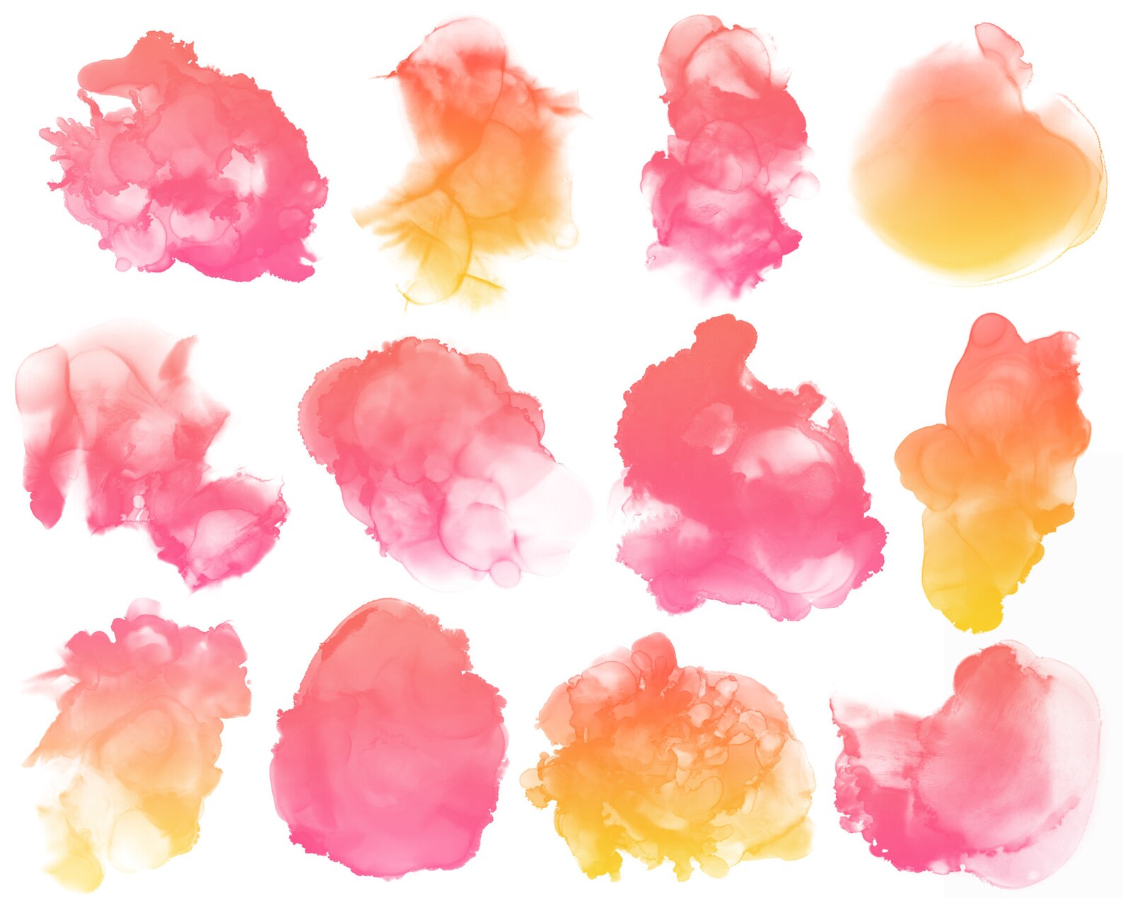 Pink & Orange Watercolor Clipart, Pink Alcohol Ink Png, Watercolour ...