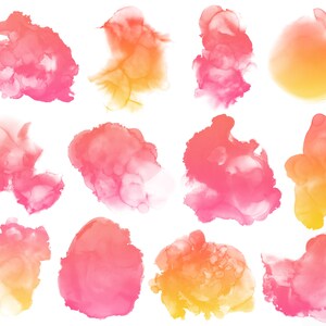 Pink & Orange Watercolor Clipart, Pink Alcohol Ink Png, Watercolour ...