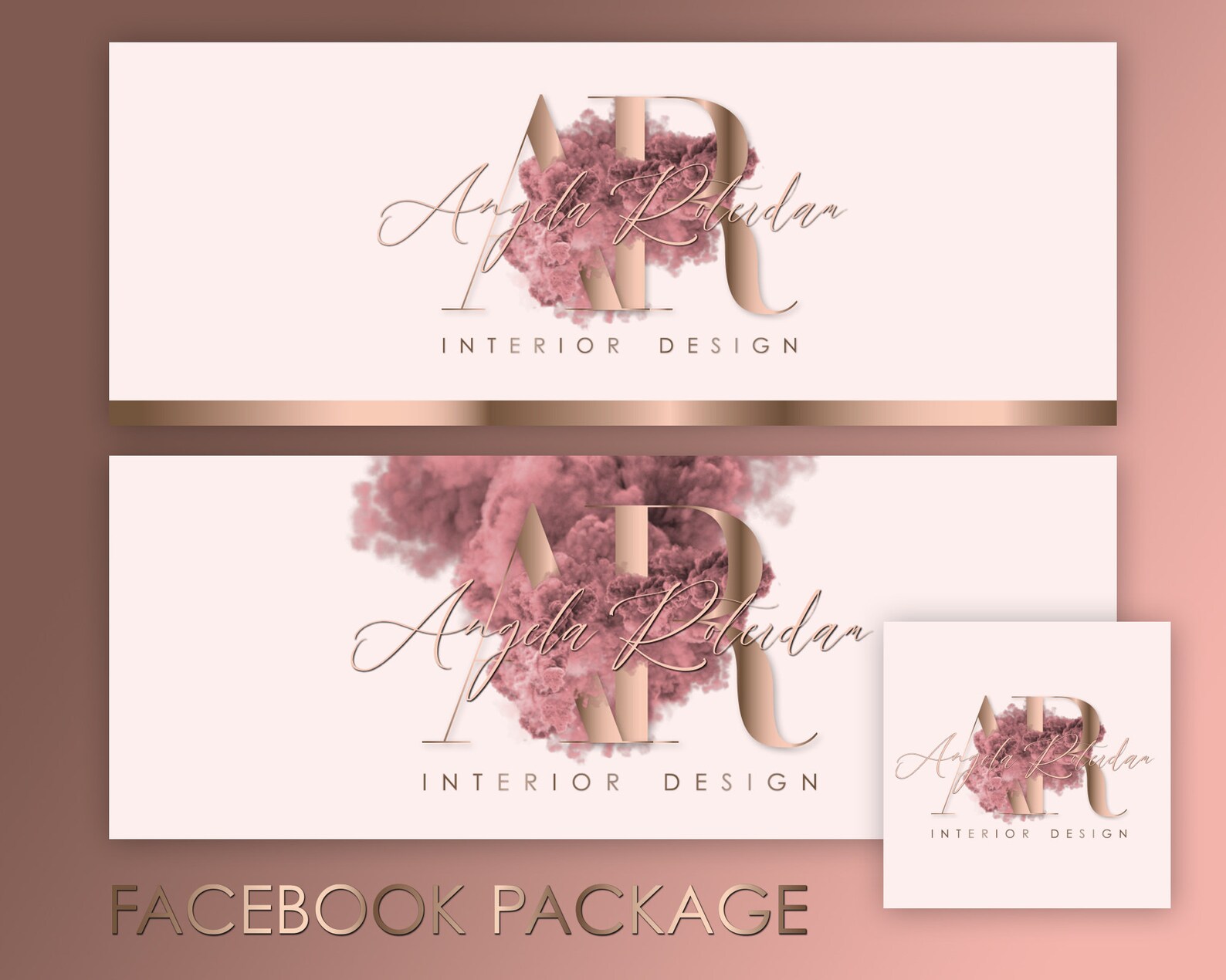 Pink Beauty Logo Watercolour Rose Gold Logo Premade Logo - Etsy