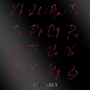Glitter Alphabet Clipart, Red Alphabet PNG, Sparkling Letters, Cursive ...