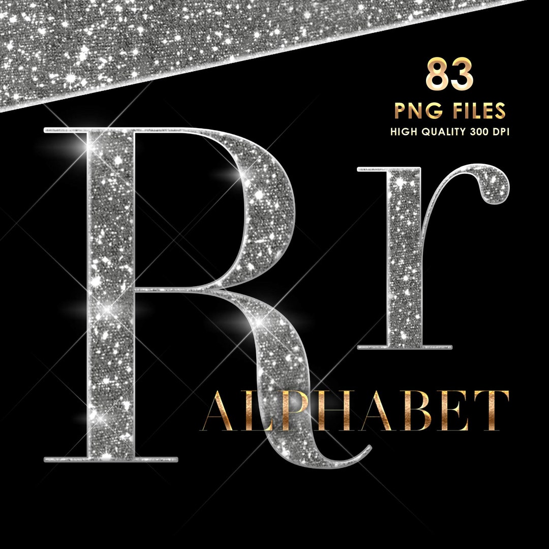 Glitter Silver Alphabet PNG Clip Art, Silver Chrome Letters, Glam ...
