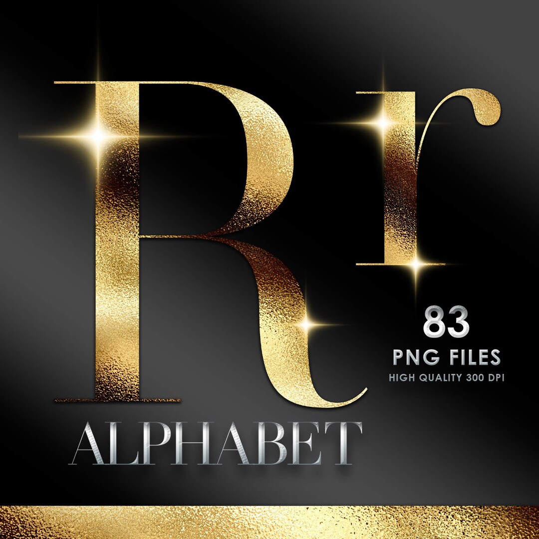 Glitter Gold Foil Alphabet PNG Clip Art, Gold Chrome Letters Png, Glam ...