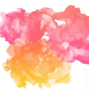 Pink & Orange Watercolor Clipart, Pink Alcohol Ink Png, Watercolour ...