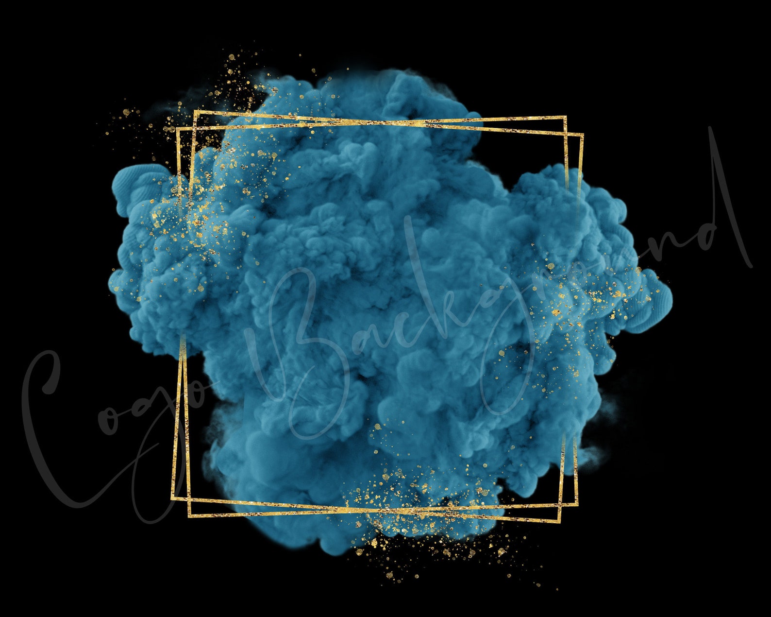 Logo Background Png, Blue Brush Stroke Png, Blue Frame, Square Gold ...