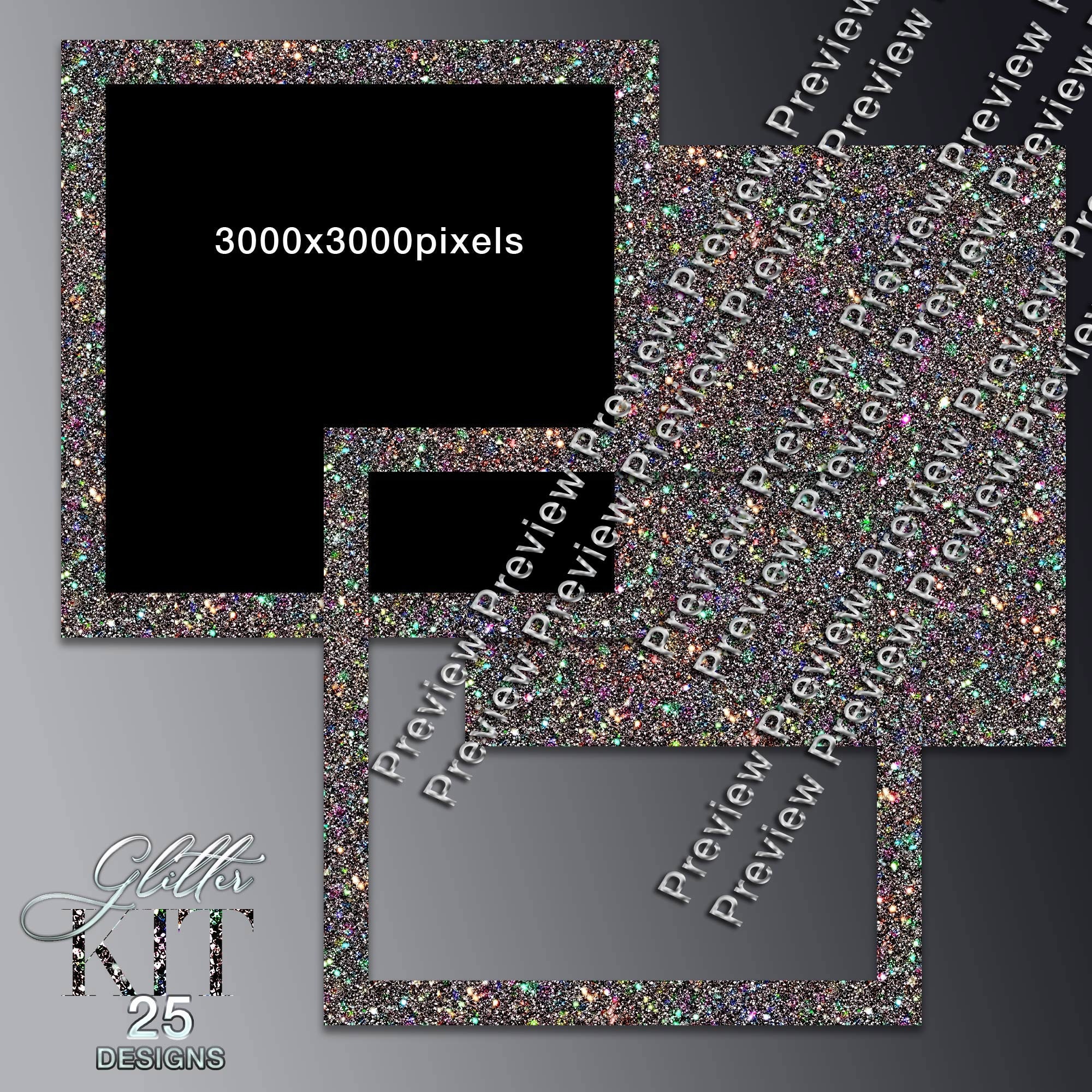 Glitter Black Branding Kit CLIPART, Glam Frames Png, Black Smoke Png ...