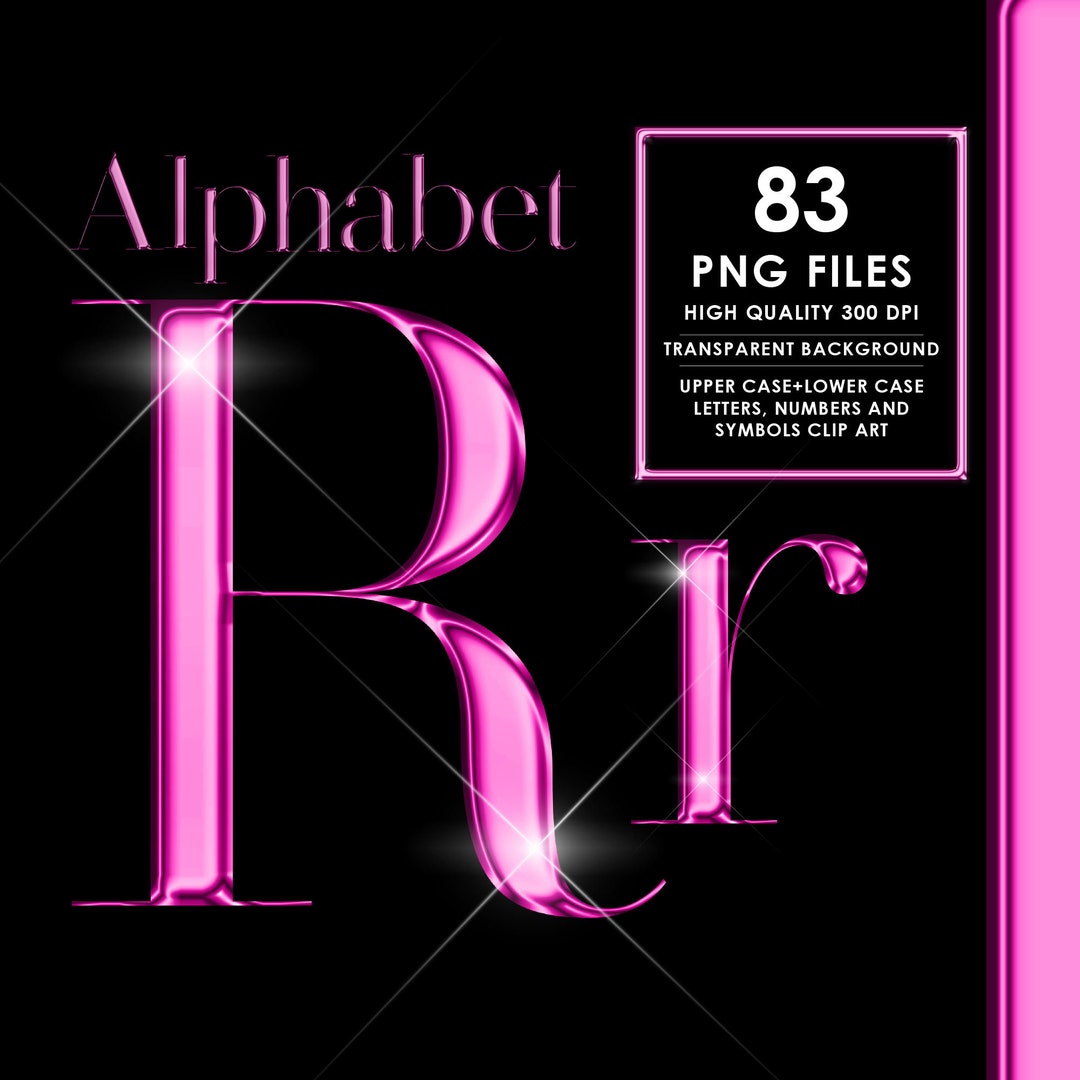 Hot Pink Chrome Alphabet PNG Clip Art, Pink Chrome Letters, Glam ...