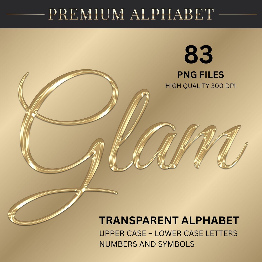 Gold Foil Script Alphabet Png Clip Art, Chrome Letters (digital ...