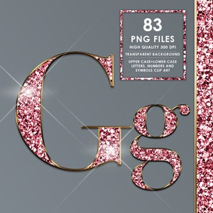 Pink Chunky Glitter Alphabet Clip Art, Rose Gold Letters, Pink Alphabet ...