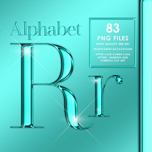 Turquoise Chrome Alphabet PNG, Blue Chrome Letters Png, Glam Alphabet ...