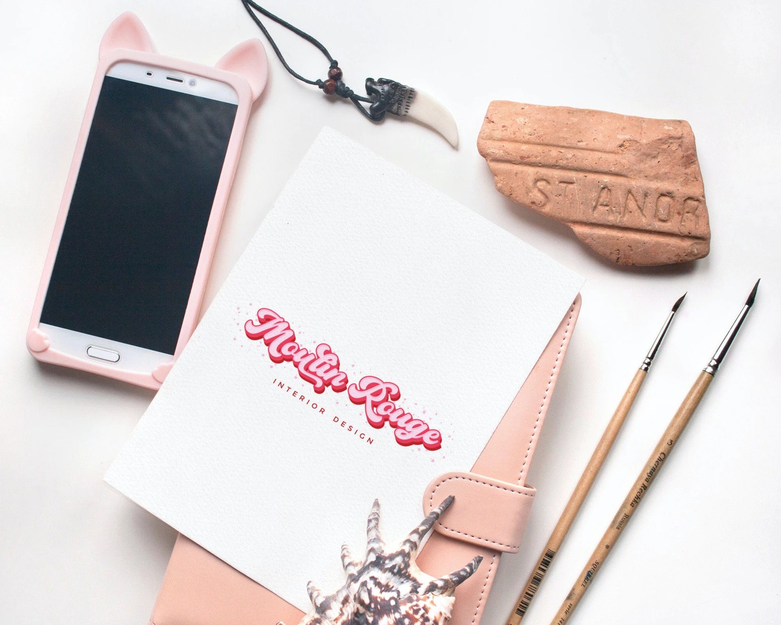 Pink Retro Logo Premade Logo Design Beauty Logo Boho Logo - Etsy