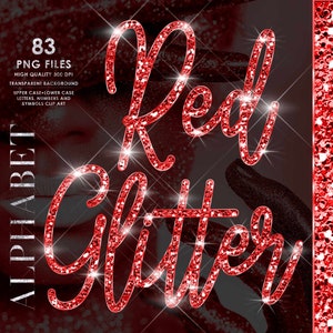 Red Script Doodle Alphabet Png Clip Art, Red Chunky Glitter Alphabet ...