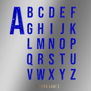 Glitter Blue Alphabet PNG Clip Art, Diamond Alphabet PNG, Glam Letters ...